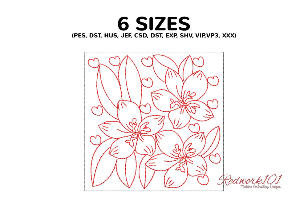 Lovely Fall Crocus Flower With Hearts - Lineart Machine Embroidery ...